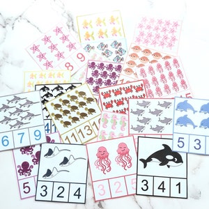 Counting Clip Cards Sea Animals - Number Recognition - Early Learning ...