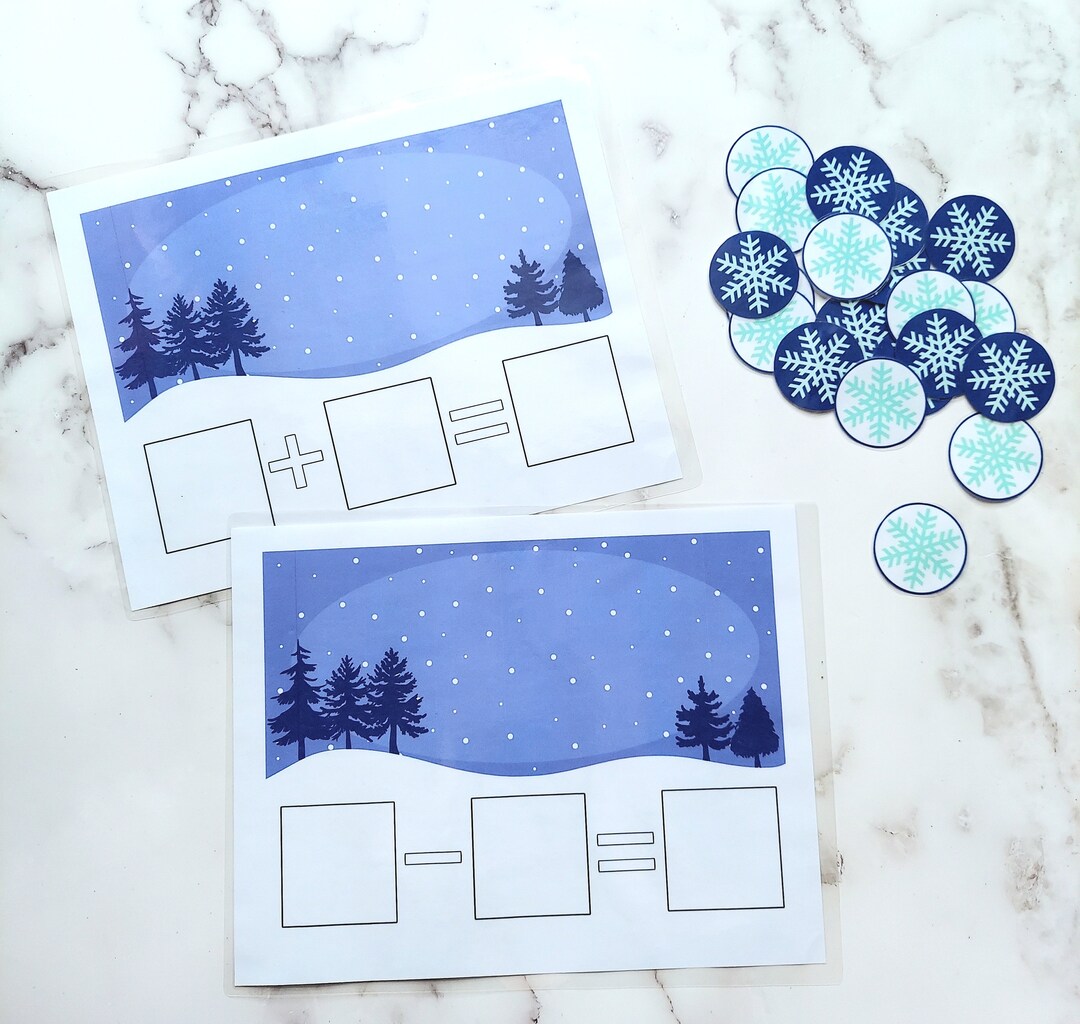 Snowy Winter Math Mats - Addition - Subtraction - Early Learning ...