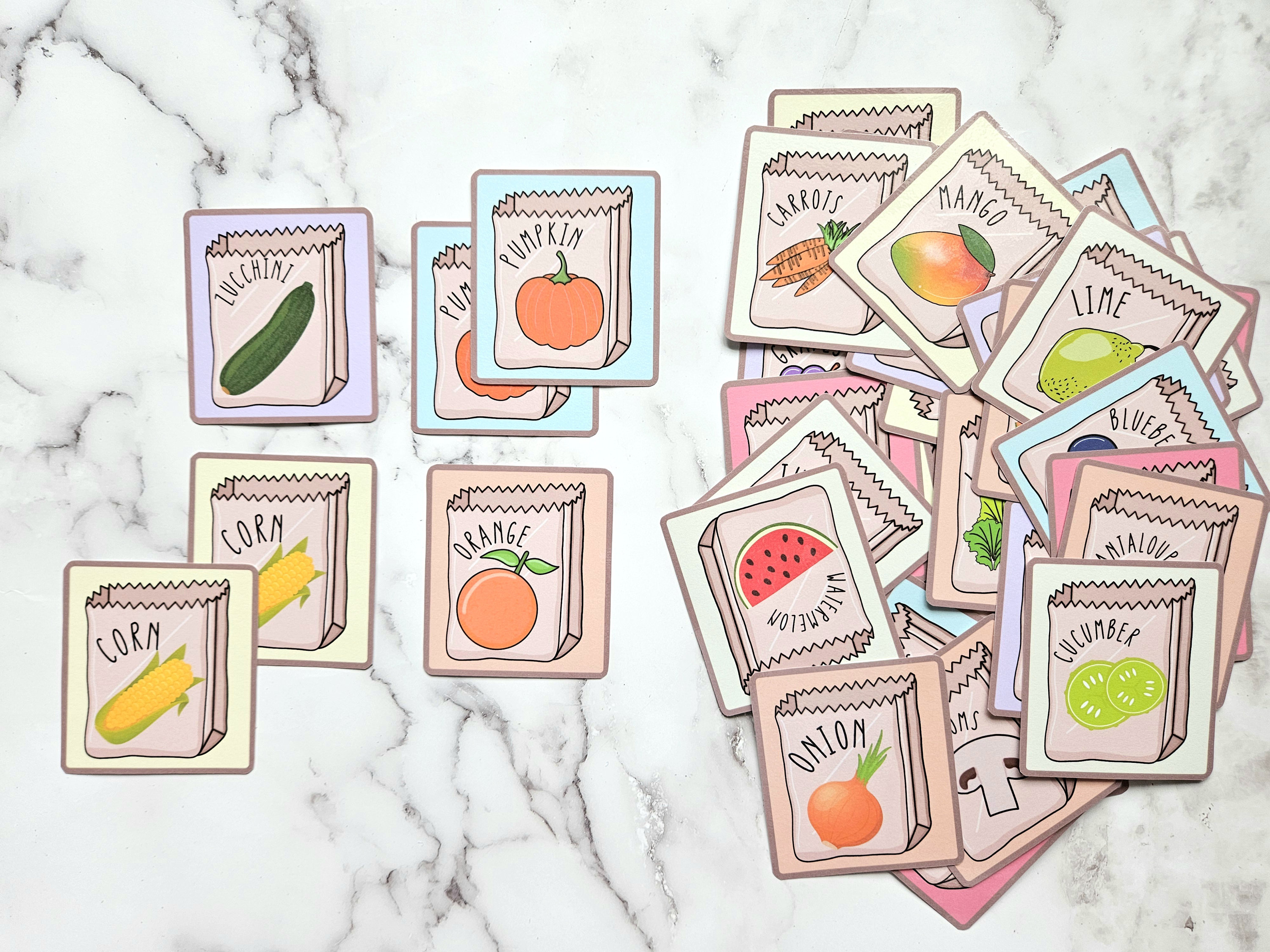 Fruit and Vegetable Matching and Memory Game - Preschool Learning ...