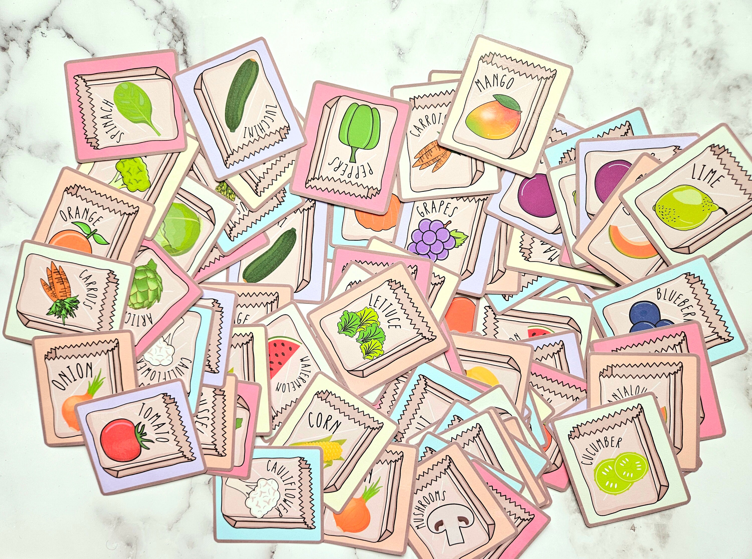 Fruit and Vegetable Matching and Memory Game Preschool Learning Digital ...