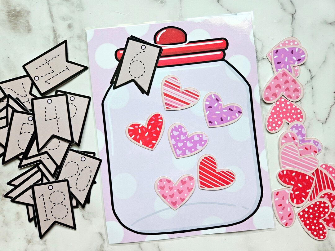 Heart Cookie Jar Counting Practice - Number Recognition - Early ...