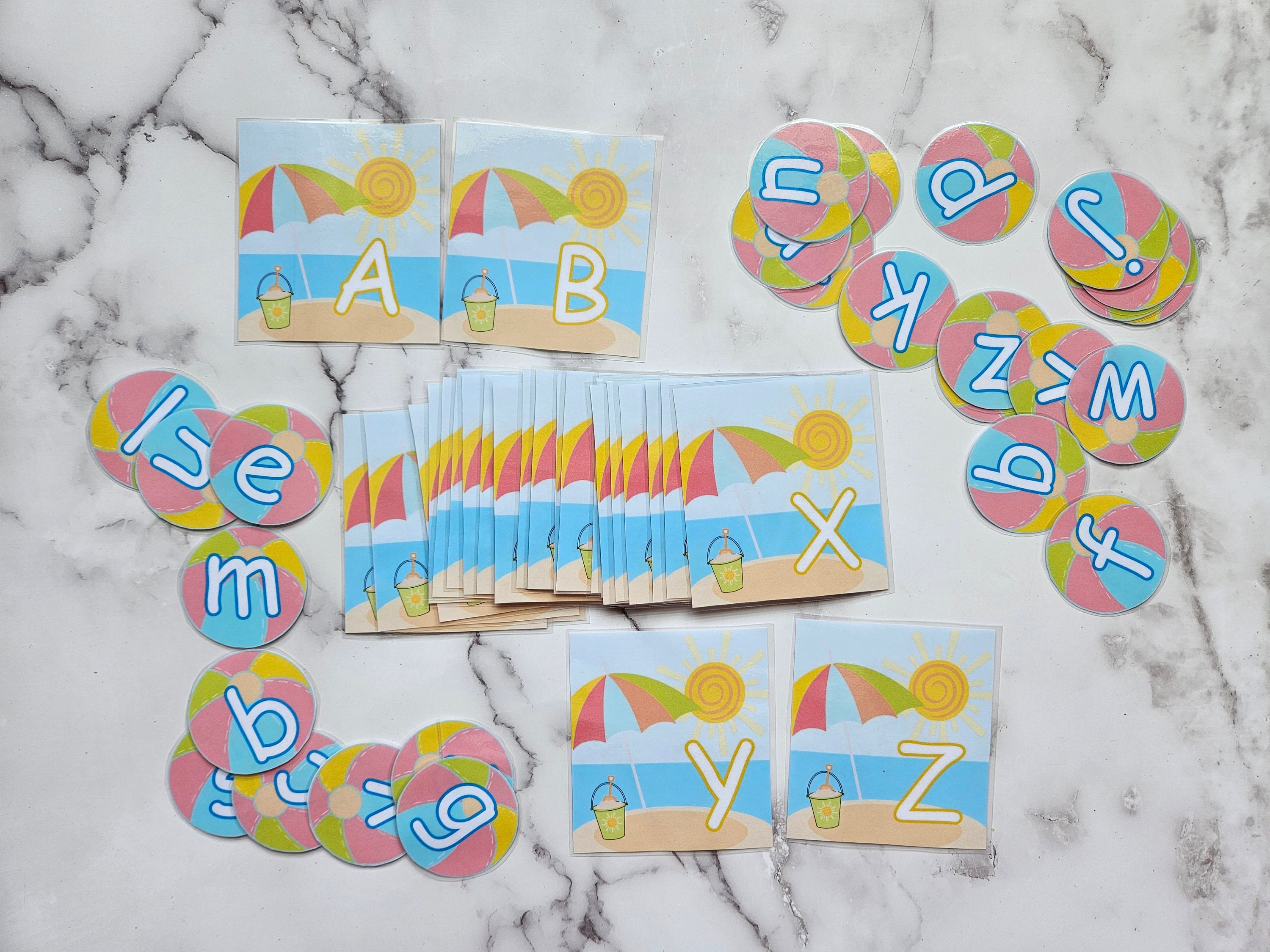 Beach Ball and Umbrella Alphabet Matching - Upper Case and Lower Case ...