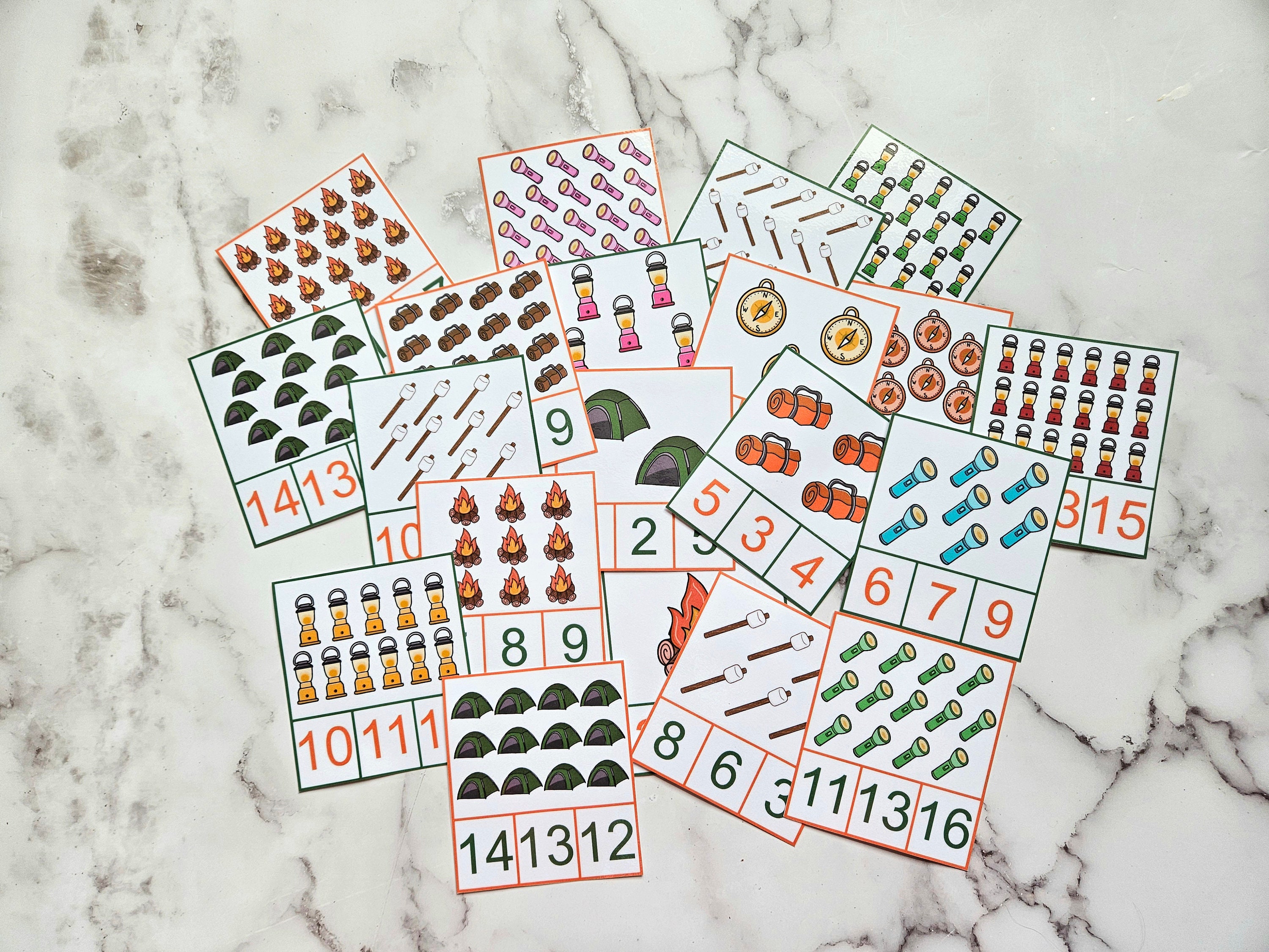 Camping Themed Clip Cards - Summer - Number Recognition - Early ...