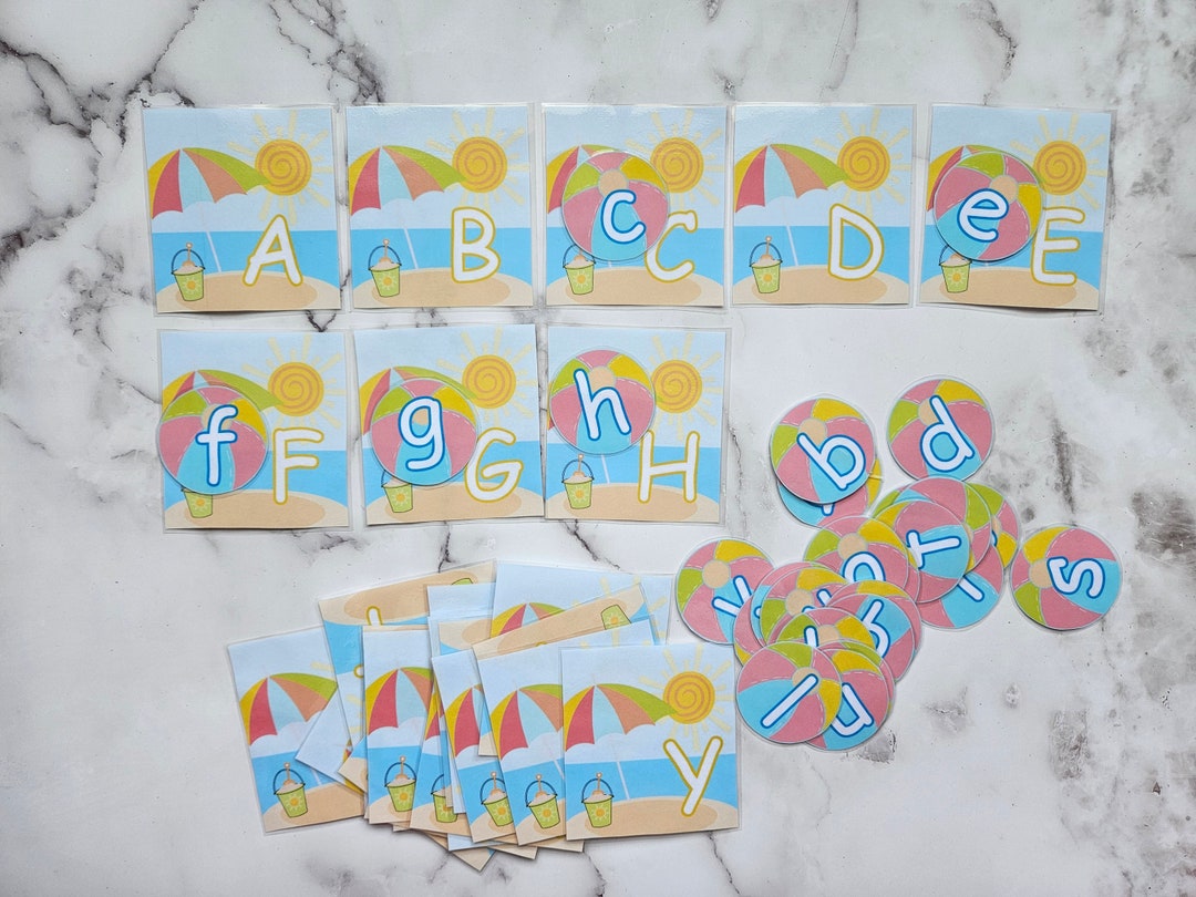 Beach Ball and Umbrella Alphabet Matching - Upper Case and Lower Case ...
