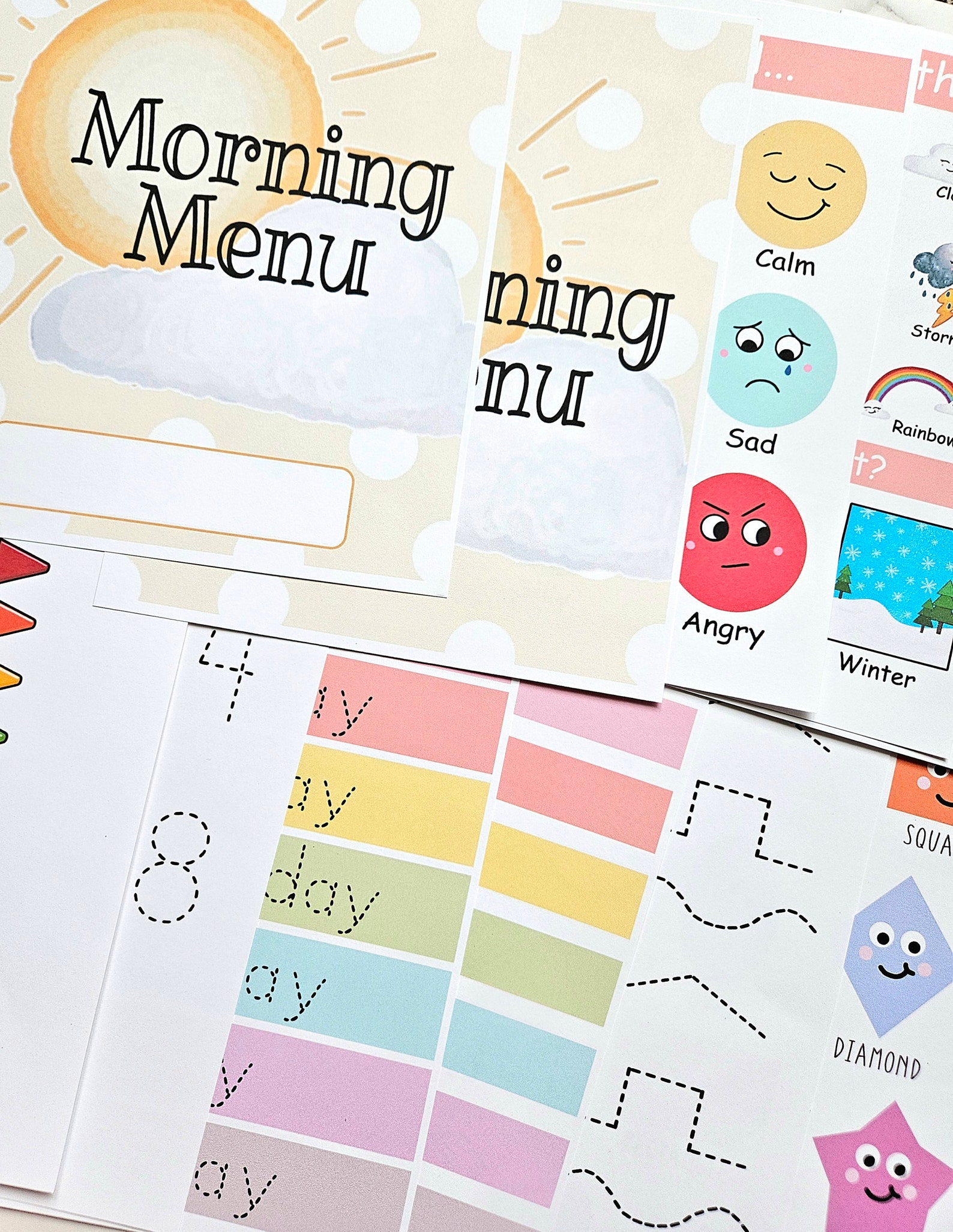 Preschool Morning Menu Pages - Sunshine - Preschool Learning - Digital ...