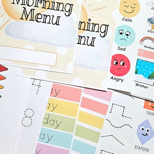 Preschool Morning Menu Pages - Sunshine - Preschool Learning - Digital ...