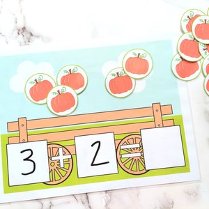 Pumpkin Math Mats - Addition - Subtraction - Early Learning - Preschool ...