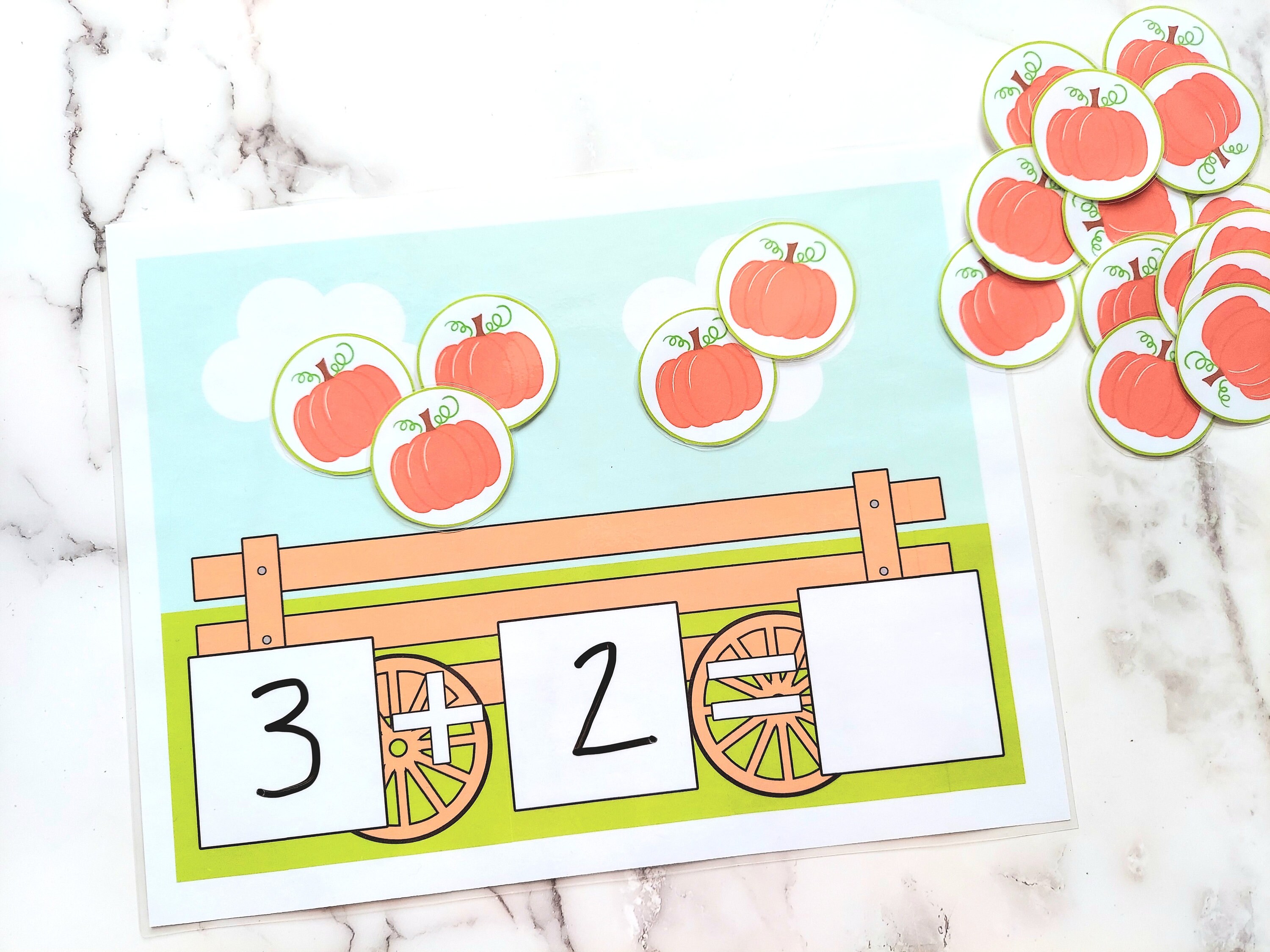 Pumpkin Math Mats Addition Subtraction Early Learning Preschool ...