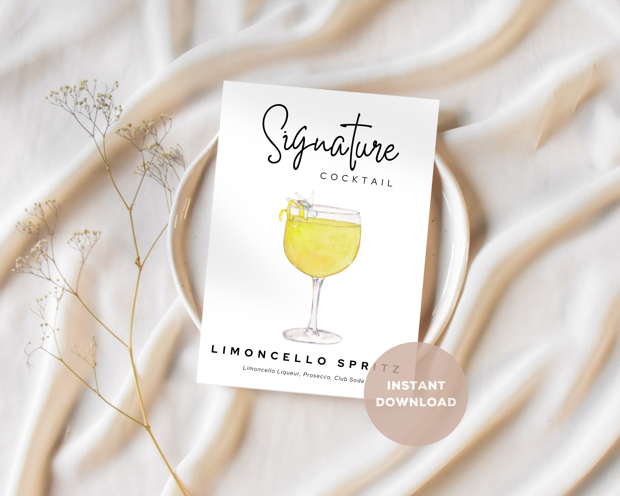 Limoncello Spritz Signature Cocktail Sign, Signature Drink Bar Sign ...