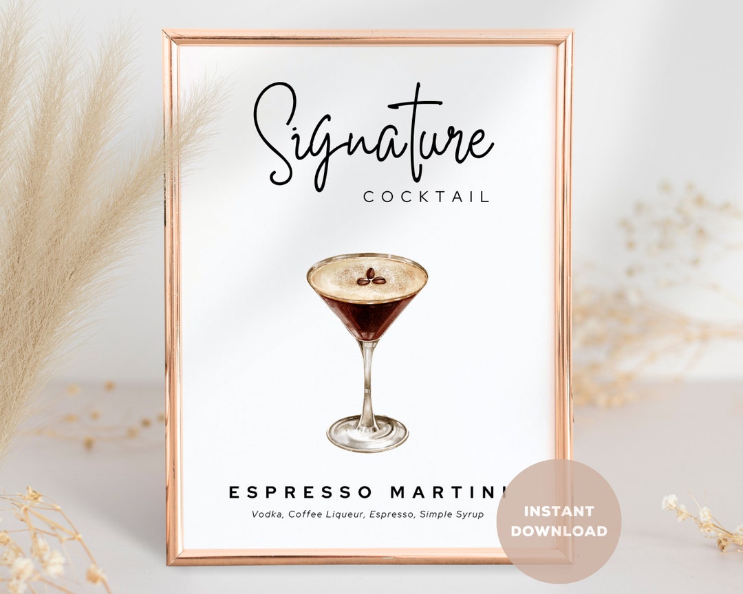 Espresso Martini Signature Cocktail Sign, Signature Drink Bar Sign ...