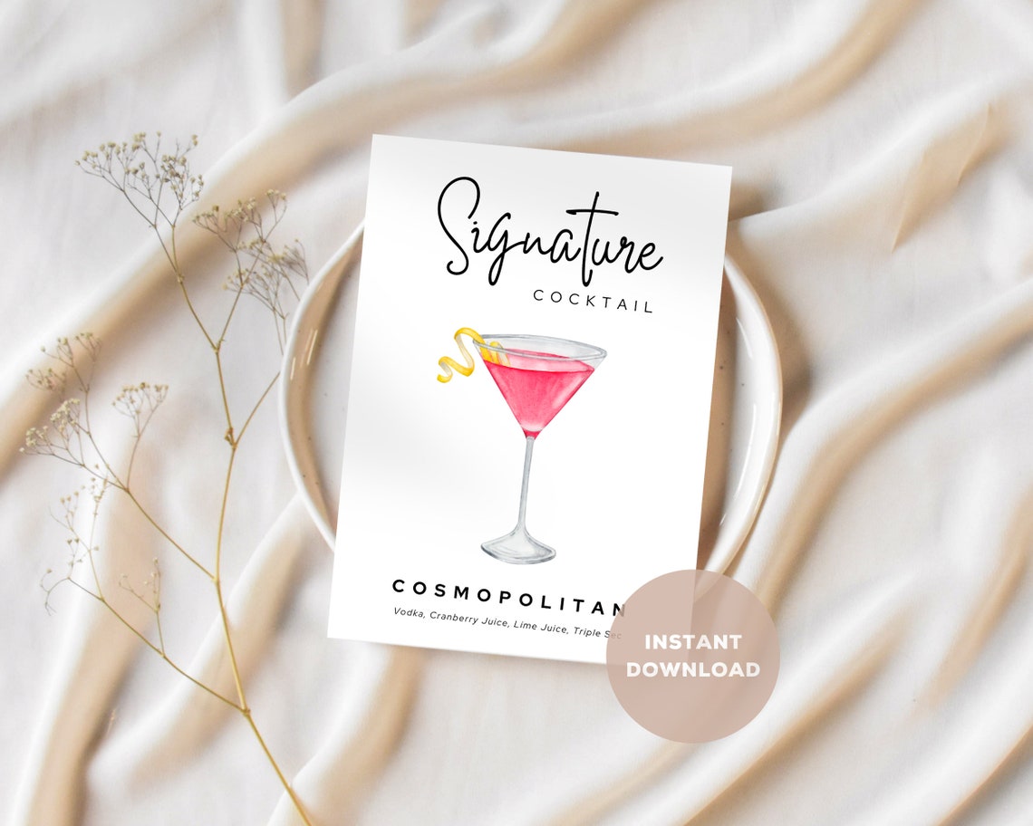 Cosmopolitan Signature Cocktail Sign, Signature Drink Bar Sign, Wedding ...