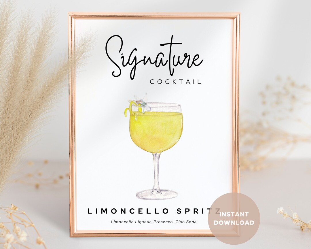 Limoncello Spritz Signature Cocktail Sign, Signature Drink Bar Sign ...