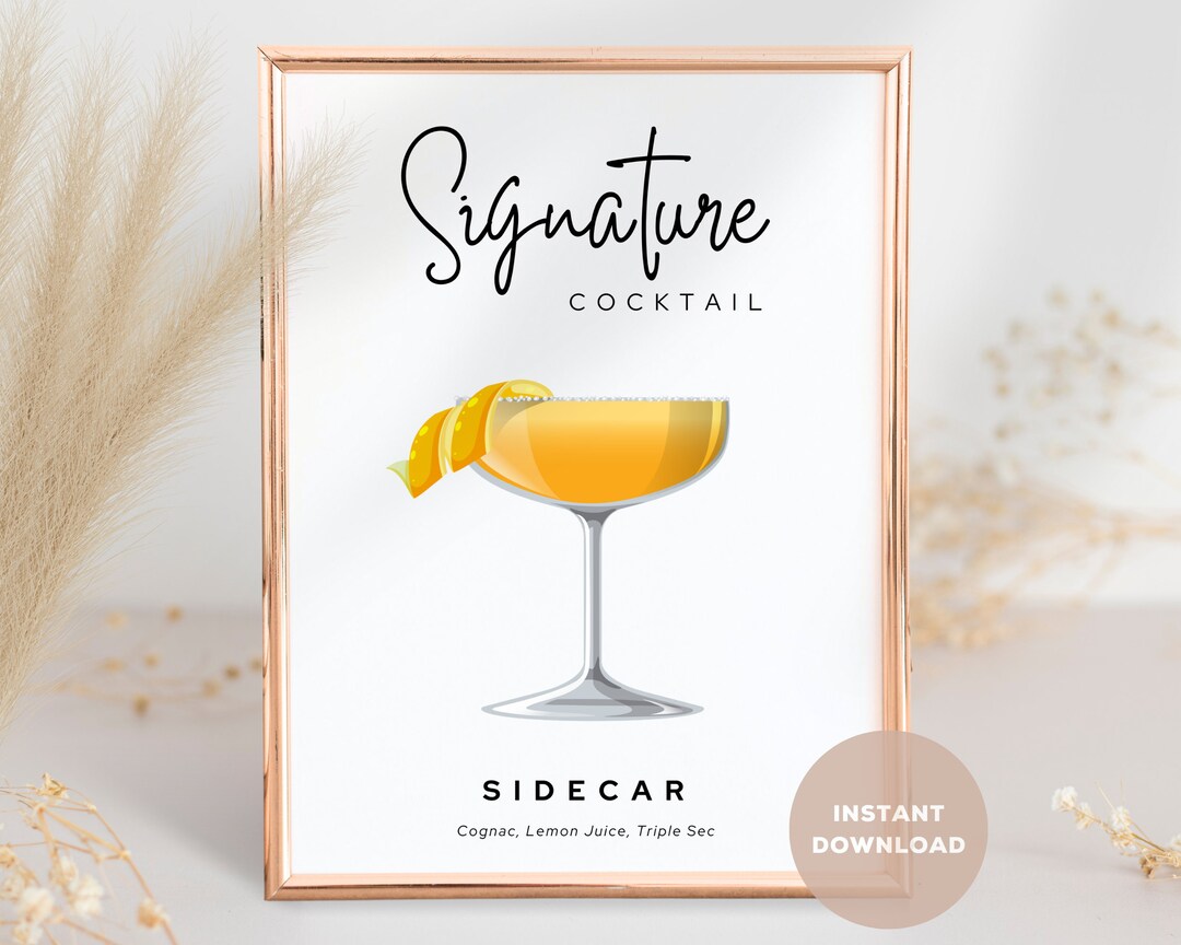 Sidecar Signature Cocktail Sign, Signature Drink Bar Sign, Wedding ...
