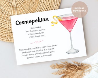 Aperol Spritz Cocktail Recipe Card, Digital Download, Cocktail Printable DIY, Alcohol Drink ...