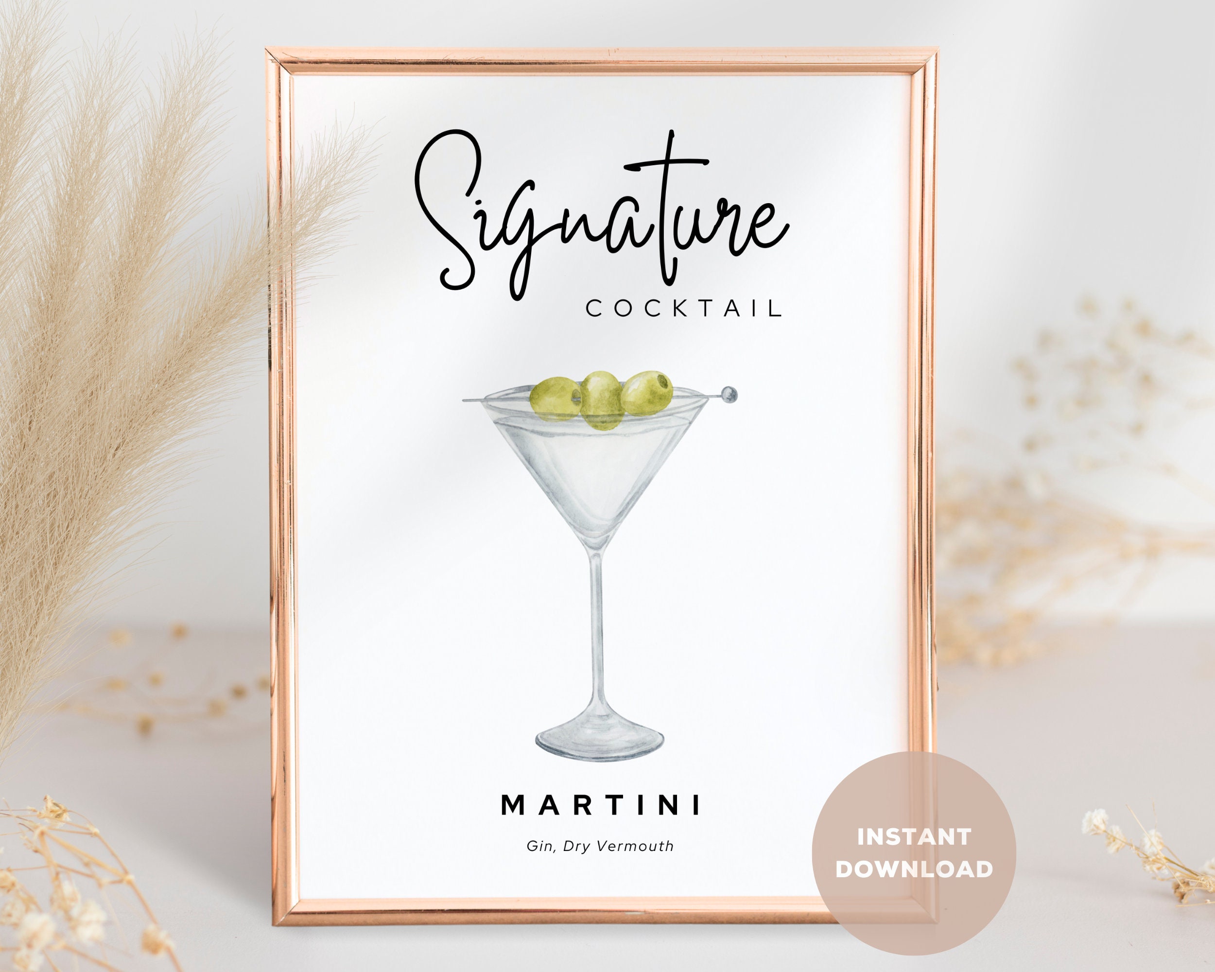 Martini Signature Cocktail Sign, Signature Drink Bar Sign, Wedding ...