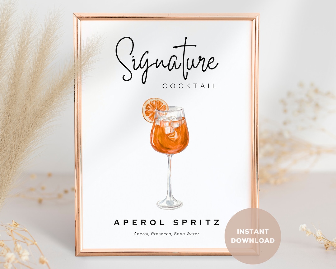 Aperol Spritz Signature Cocktail Sign, Signature Italian Drink Sign ...