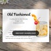 Old Fashioned Cocktail Recipe Card, Digital Download, Cocktail ...
