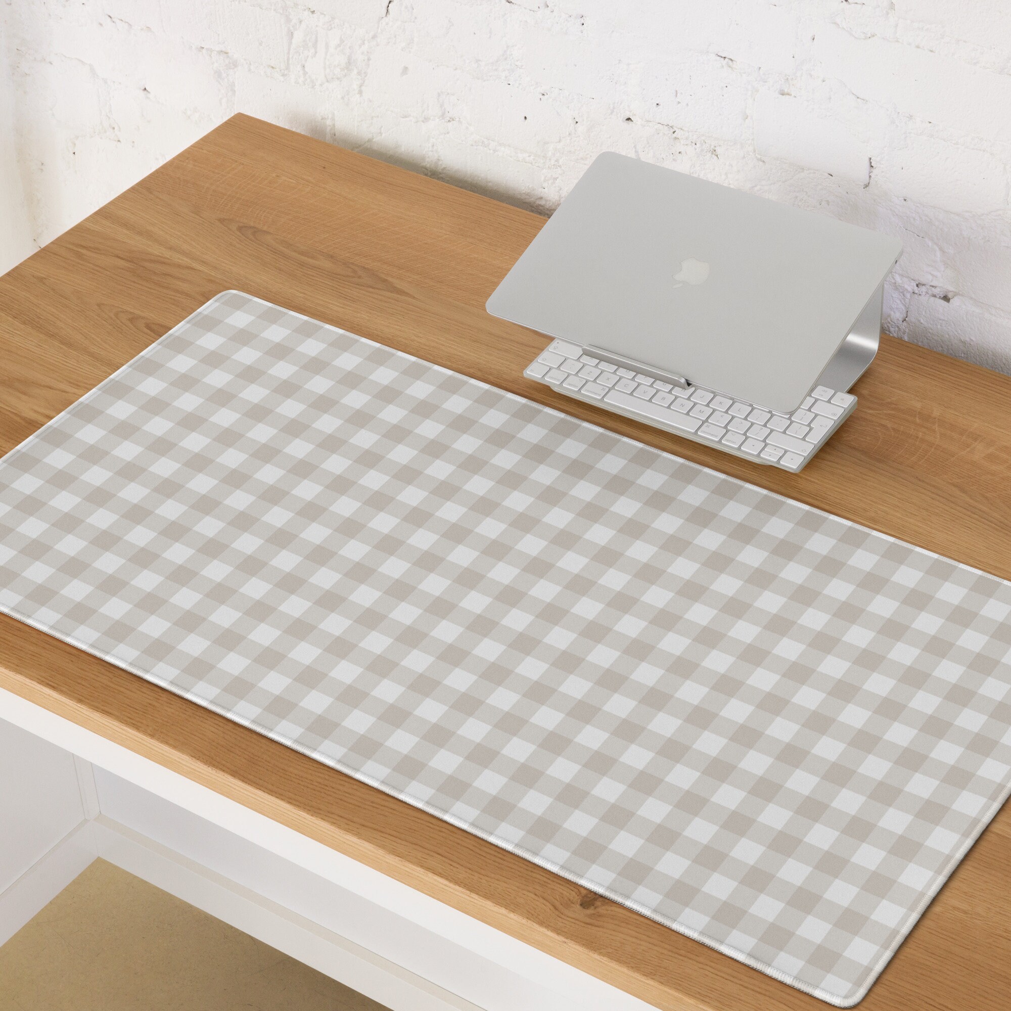 Beige Gingham Gaming Mouse Pad Cozy Desk Pad for Home Office Gift for ...