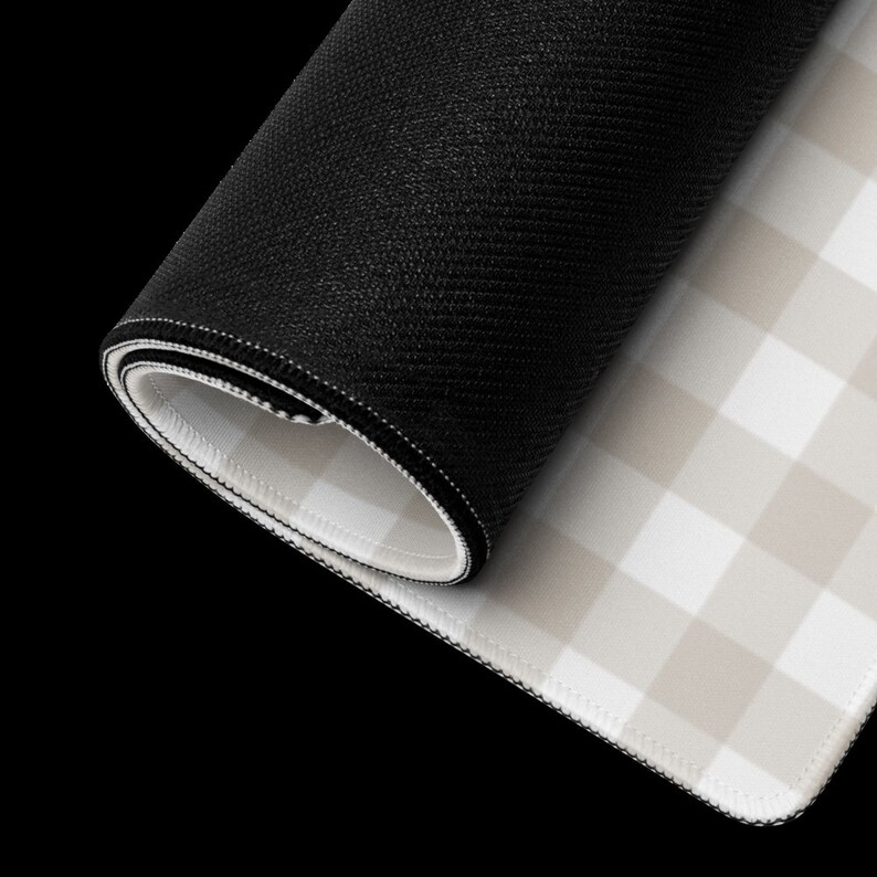 Beige Gingham Gaming Mouse Pad Cozy Desk Pad for Home Office Gift for ...