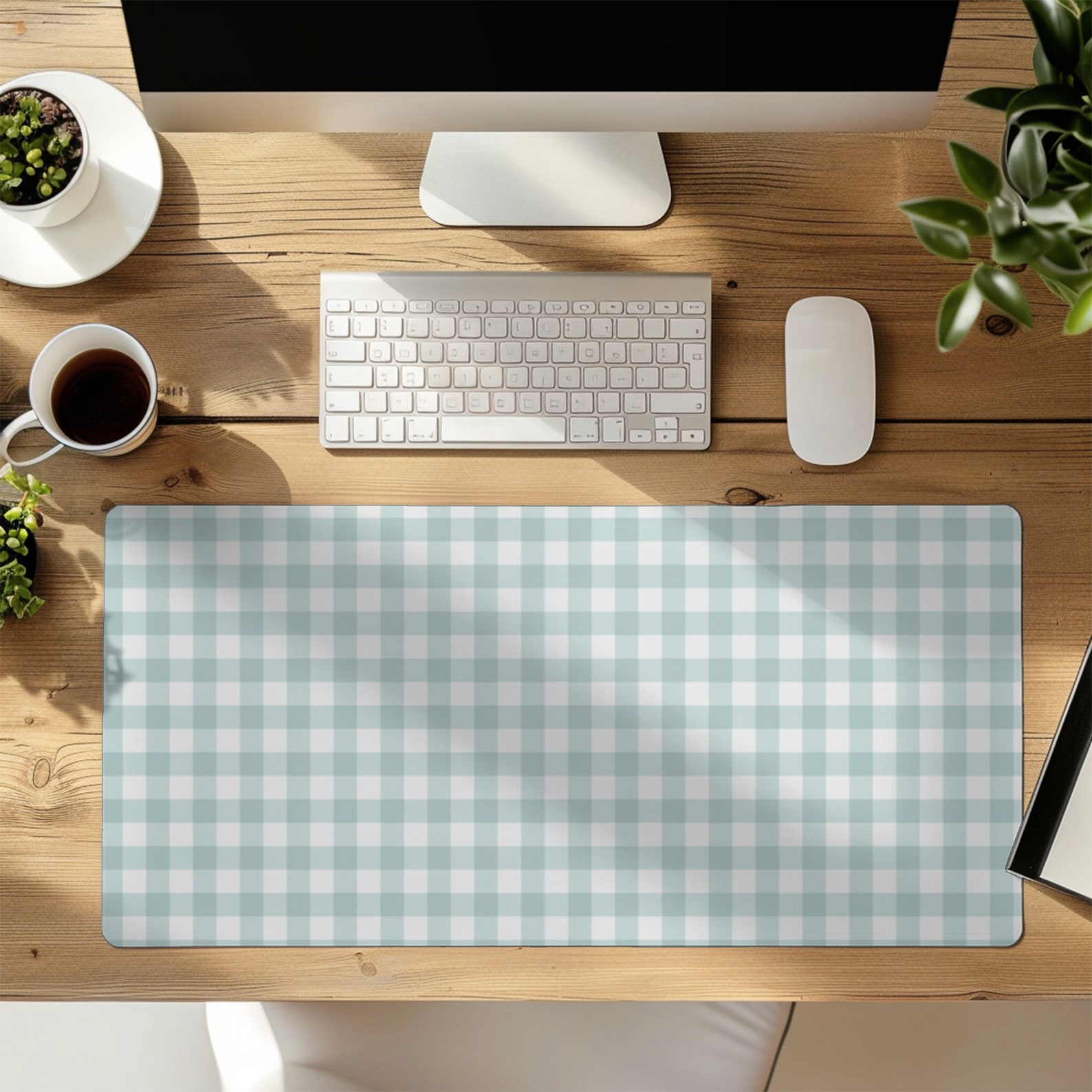 Blue Gingham Gaming Mouse Pad Cozy Desk Pad for Home Office Gift for ...