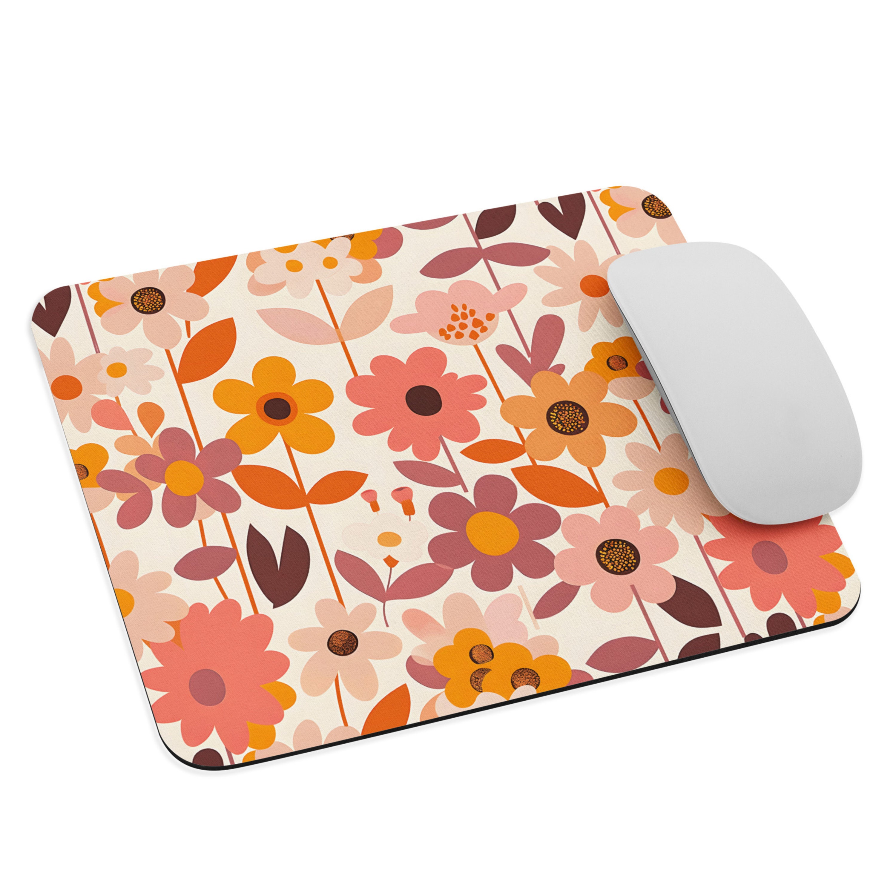Pink and Orange Floral Gaming Mouse Pad Cozy Extra Large Desk Pad Home ...