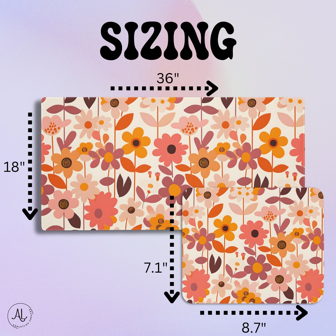 Pink and Orange Floral Gaming Mouse Pad Cozy Extra Large Desk Pad Home ...
