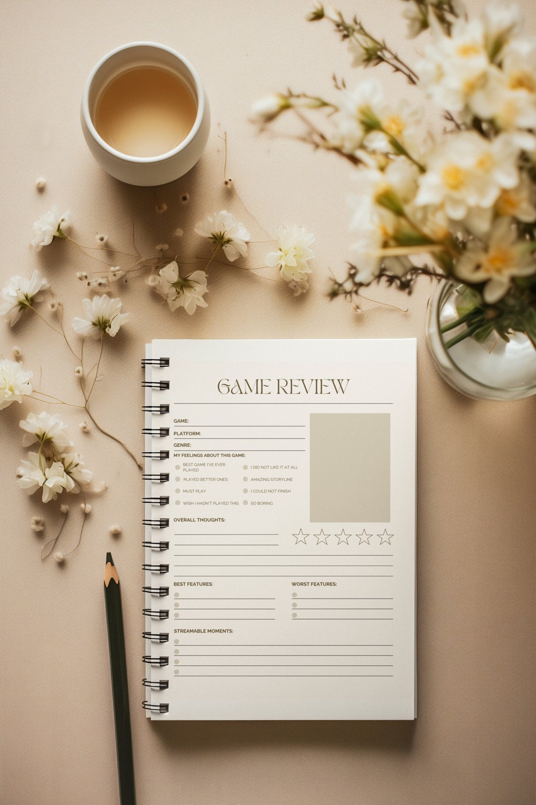 Video Game Review Printable Worksheet Brown and Beige Cozy Gaming ...
