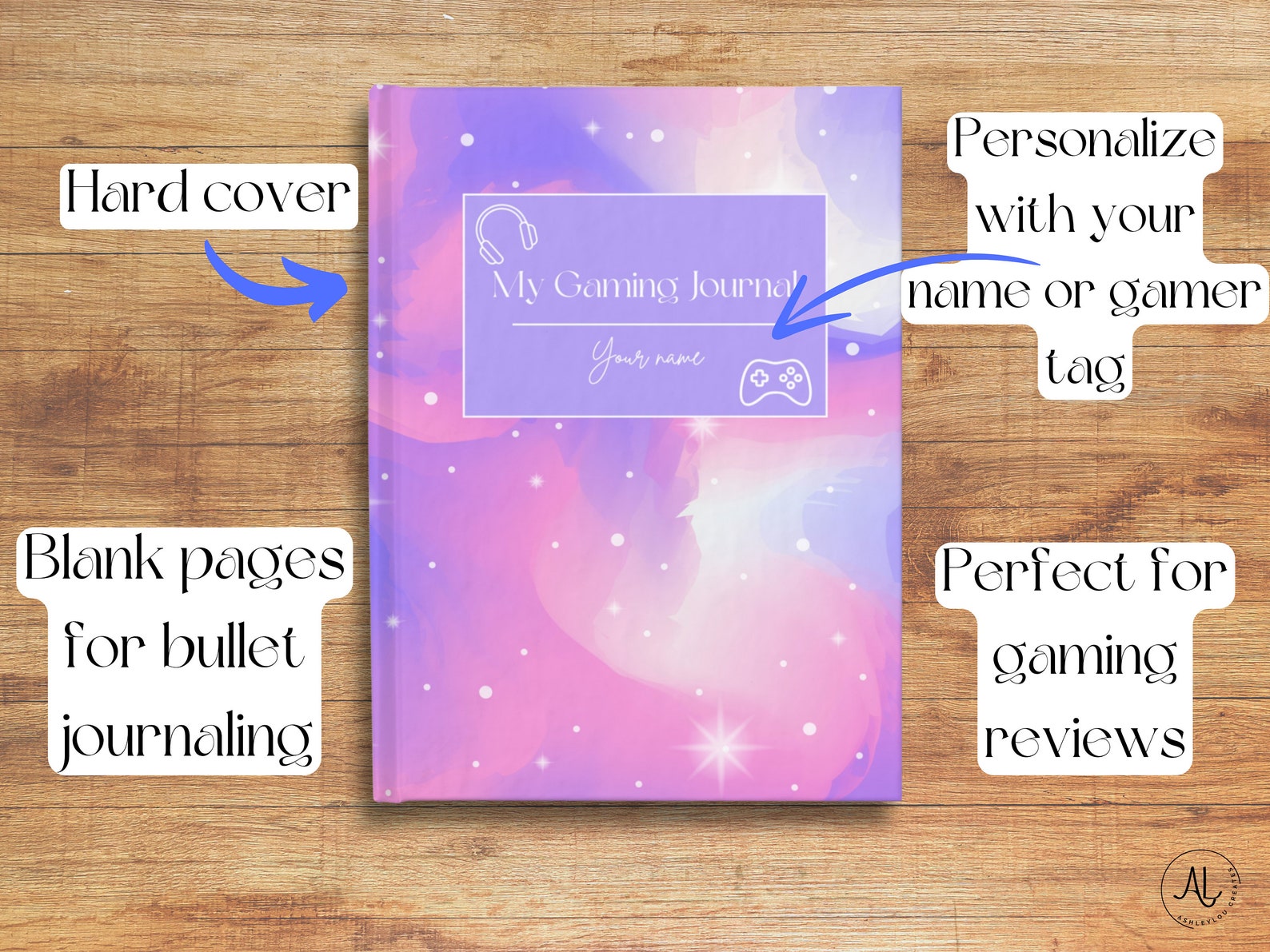 Personalized Gaming Journal Pink and Purple Galaxy Gift for Gamer Video ...