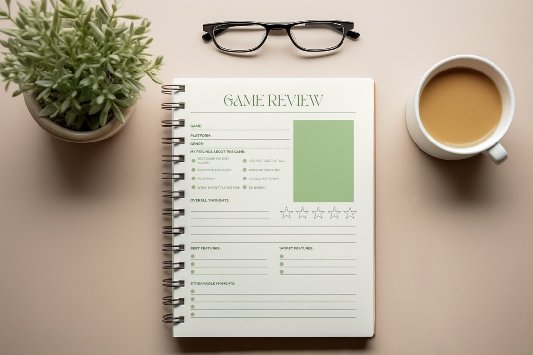 Video Game Review Printable Worksheet Green Cozy Gaming Reviews ...