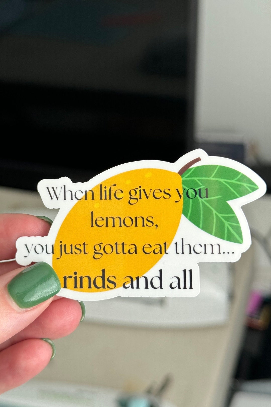 When Life Gives You Lemons Sticker White Background 3x3, Water Bottle ...