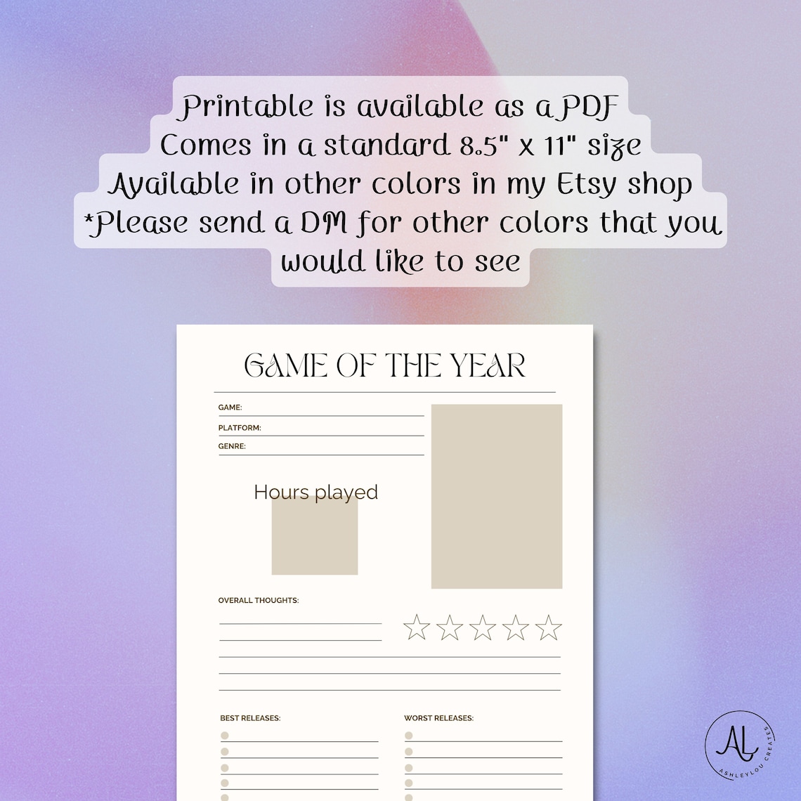 Video Game Review Printable Worksheet Brown and Beige Cozy Gaming ...