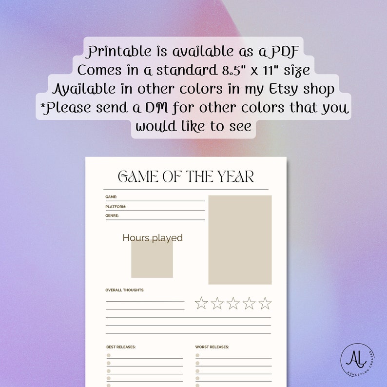 Video Game Review Printable Worksheet Brown and Beige Cozy Gaming ...