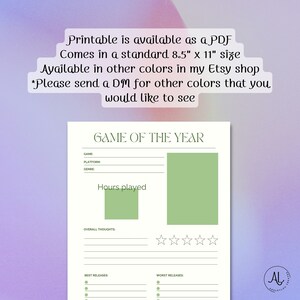 Video Game Review Printable Worksheet Green Cozy Gaming Reviews ...