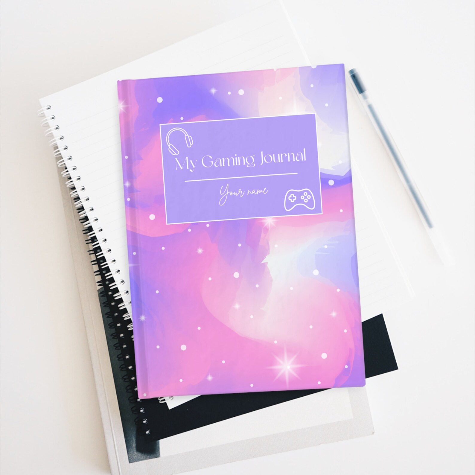Personalized Gaming Journal Pink and Purple Galaxy Gift for Gamer Video ...