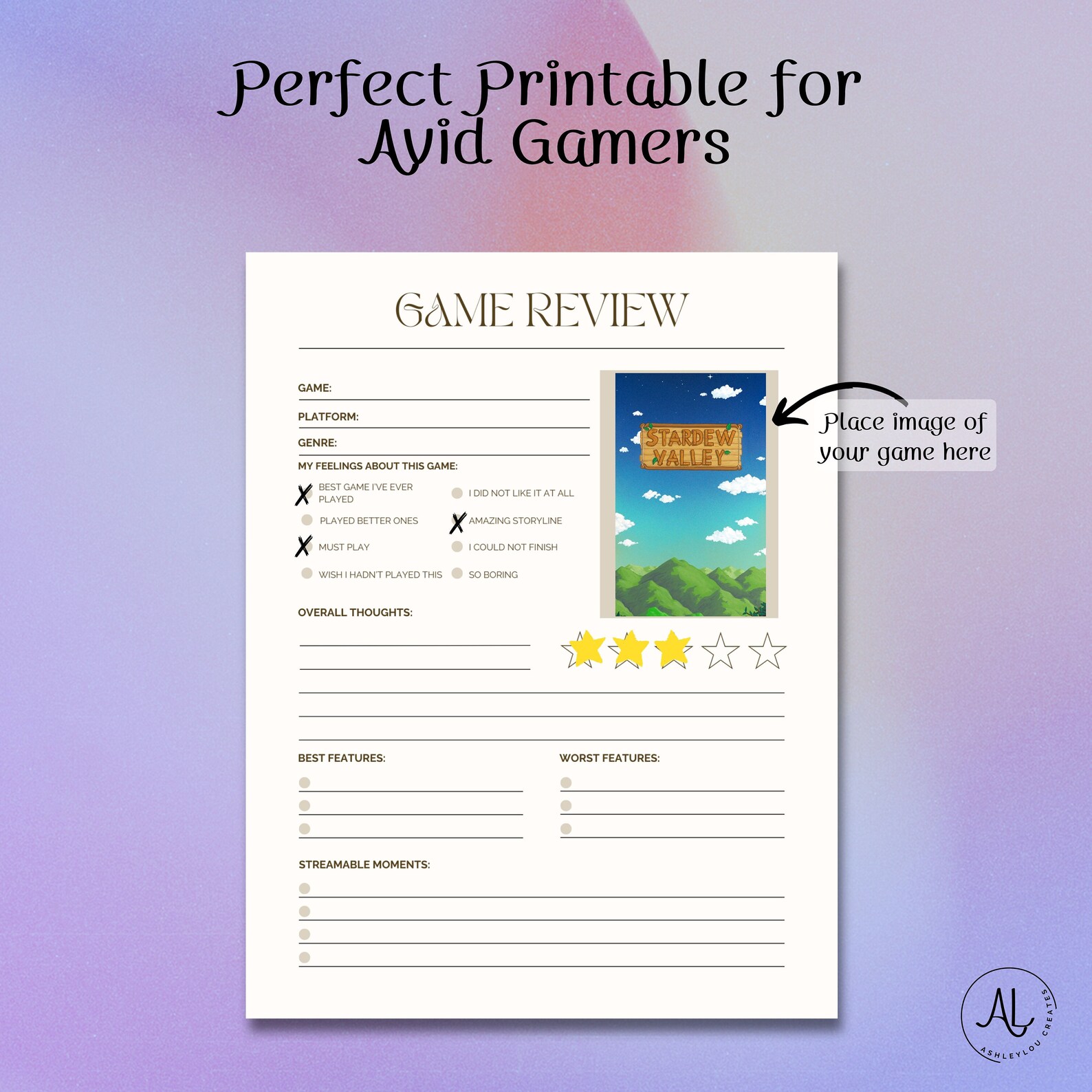Video Game Review Printable Worksheet Brown and Beige Cozy Gaming ...