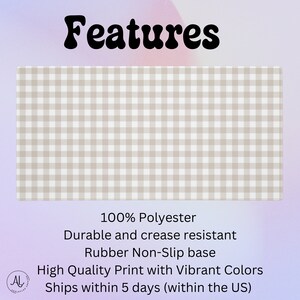 Beige Gingham Gaming Mouse Pad Cozy Desk Pad for Home Office Gift for ...