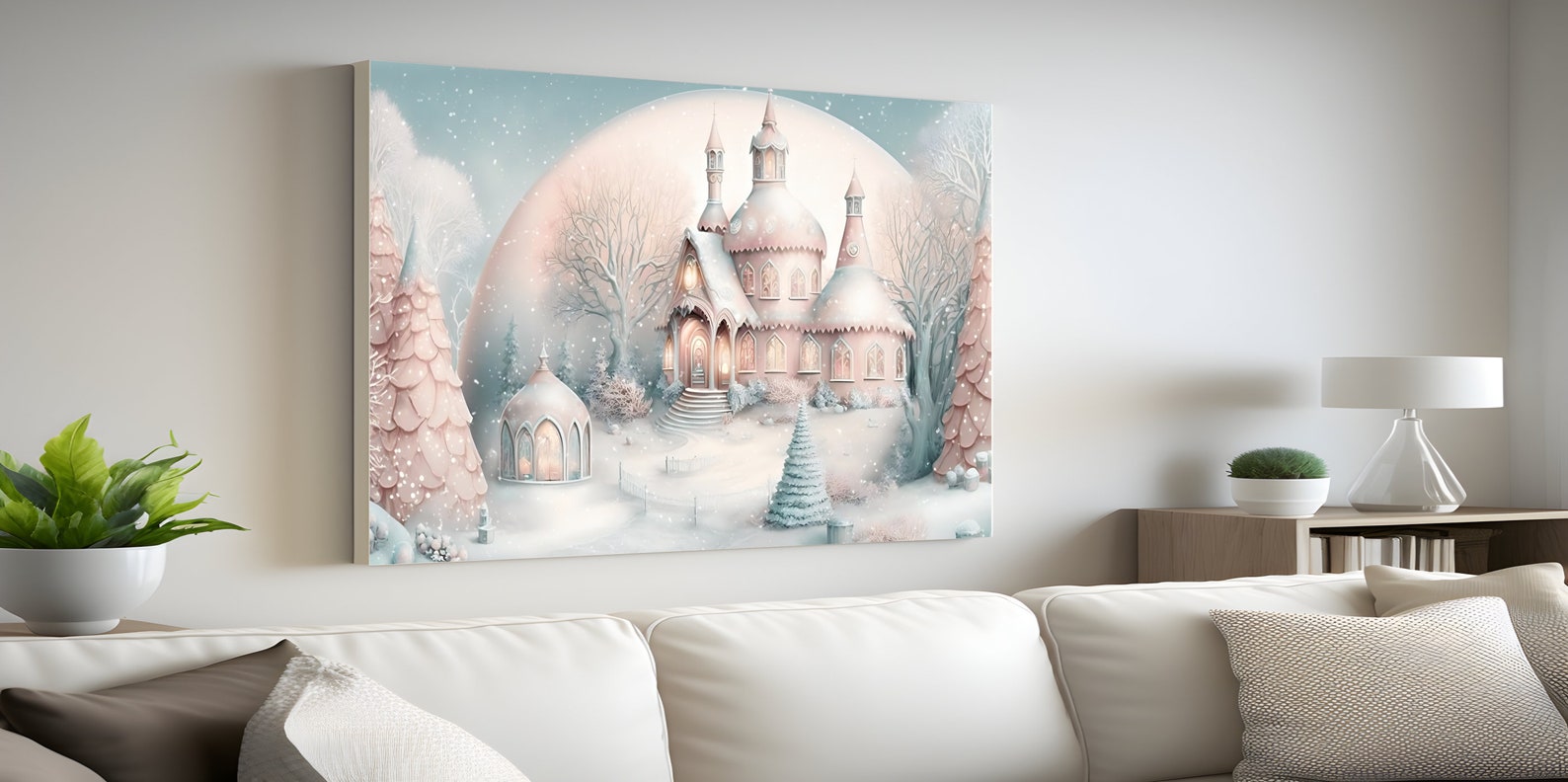 Unique Pastel Gingerbread House Pastel Canvas Print Trendy - Etsy
