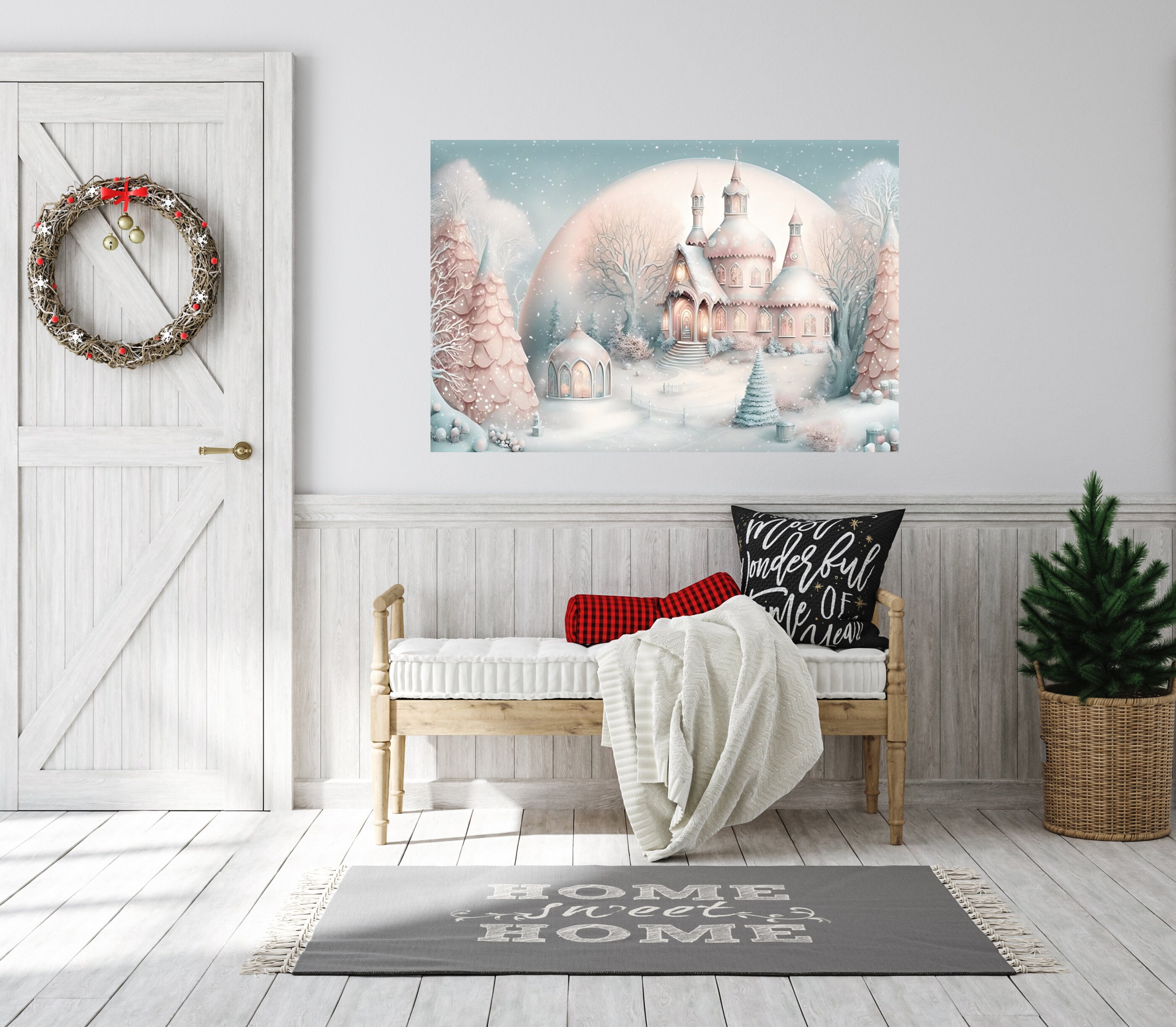 Unique Pastel Gingerbread House Pastel Canvas Print Trendy - Etsy