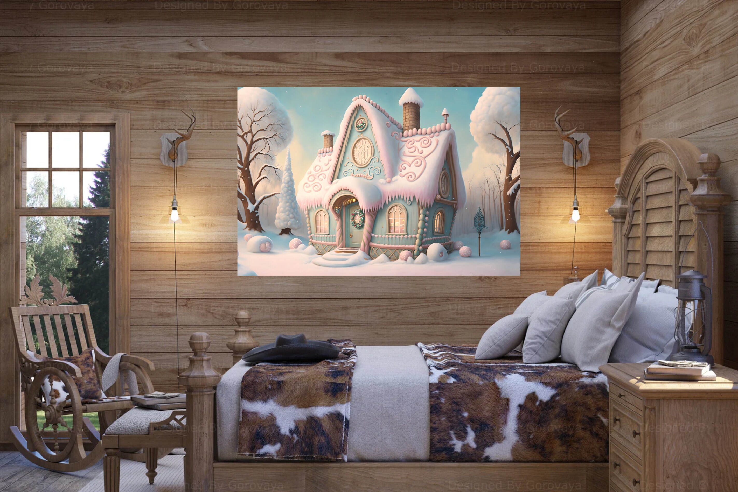 Unique Pastel Gingerbread House, Pastel Canvas Print, , Trendy Home ...