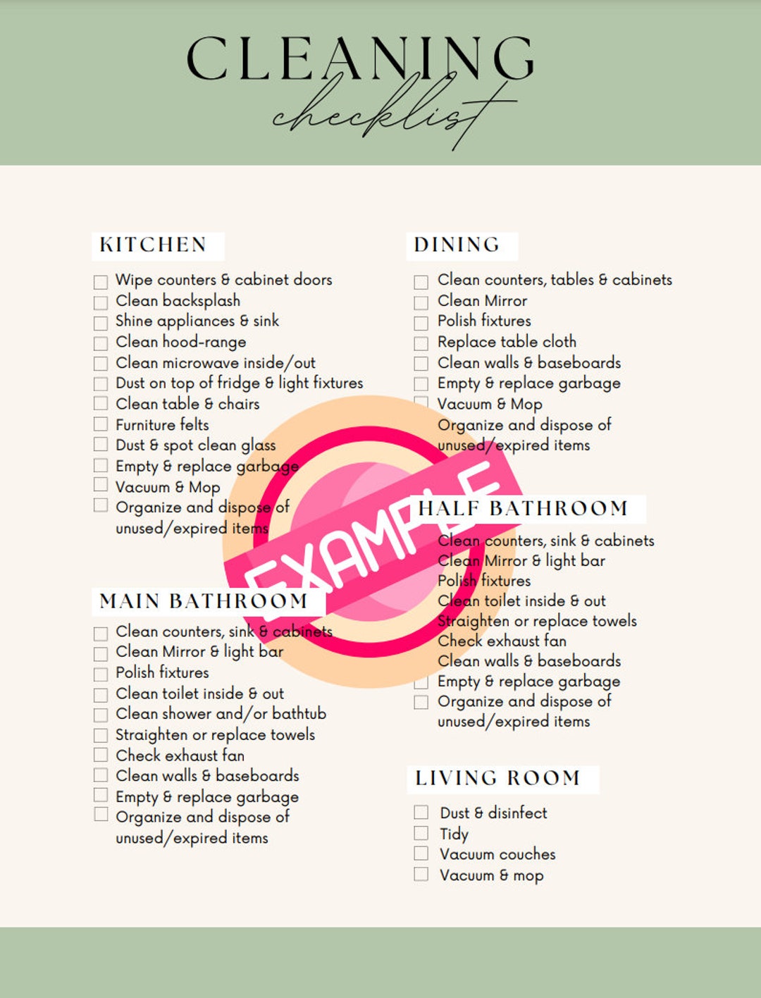 TOTAL Cleaning Checklist - Etsy