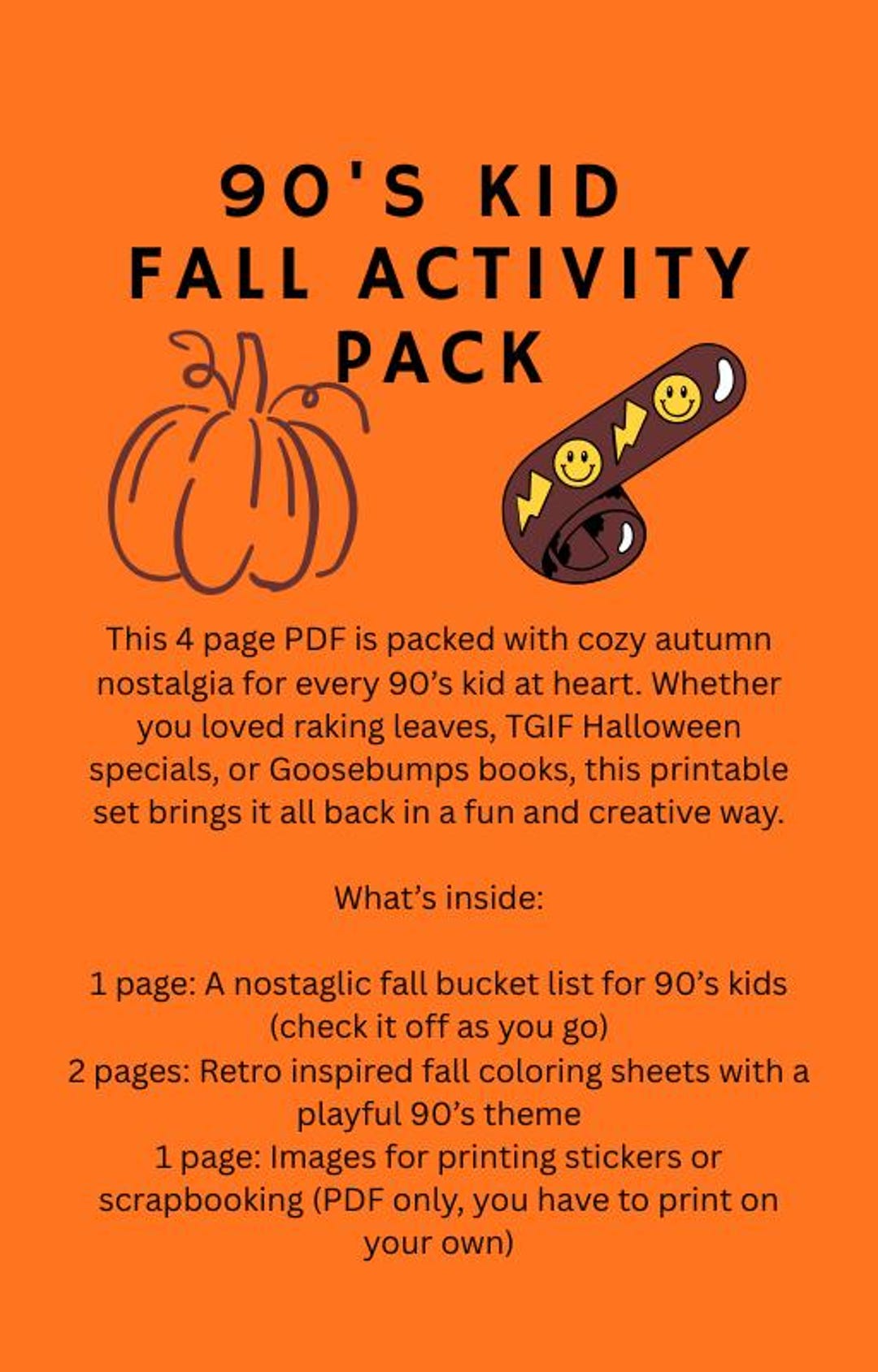 Printable| Nostalgic Fall Bucket List & Coloring Pages| Retro Autumn ...