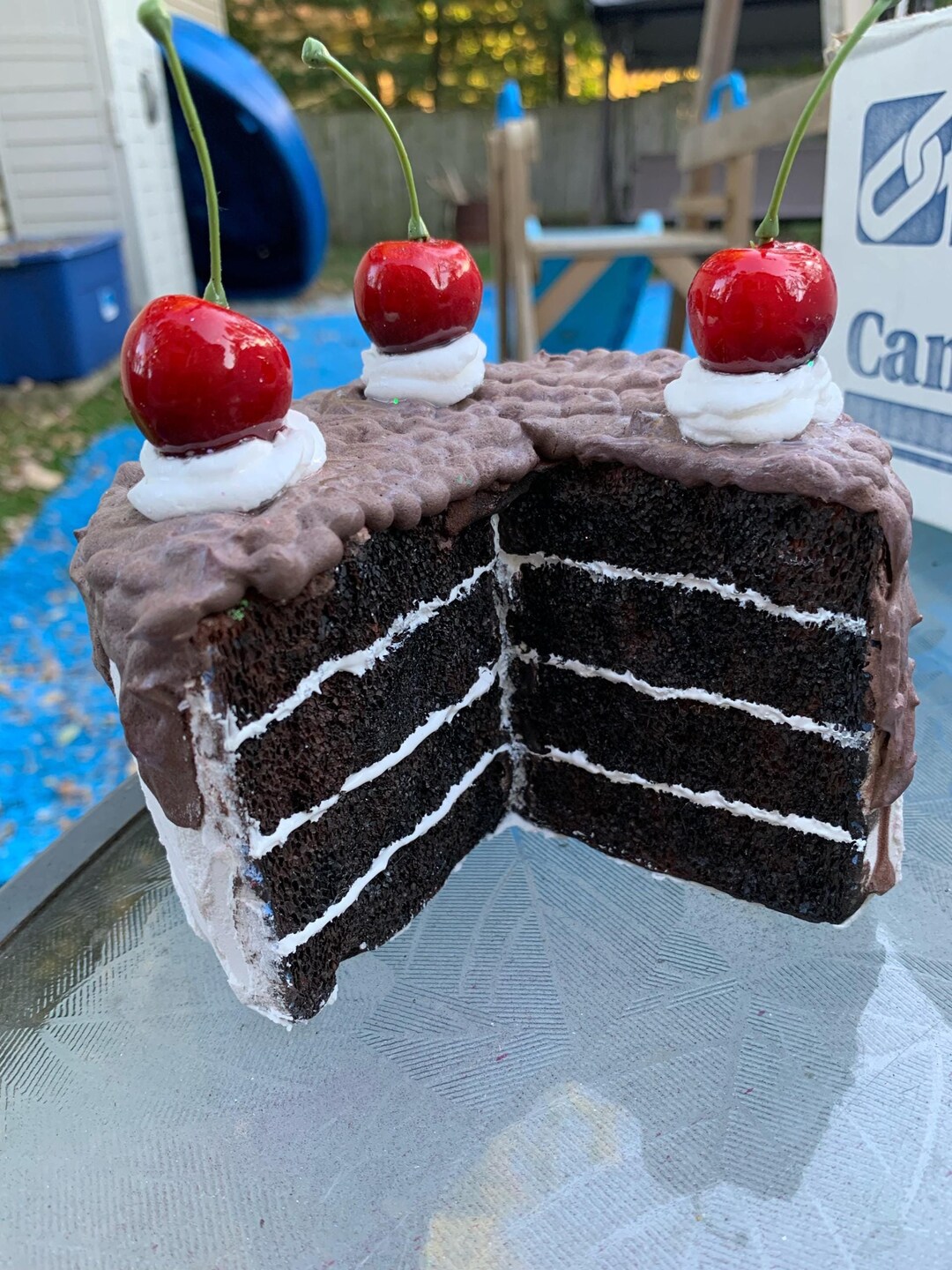 Fake Chocolate Cake With Vanilla Icing and Chocolate Drizzle DECOR - Etsy