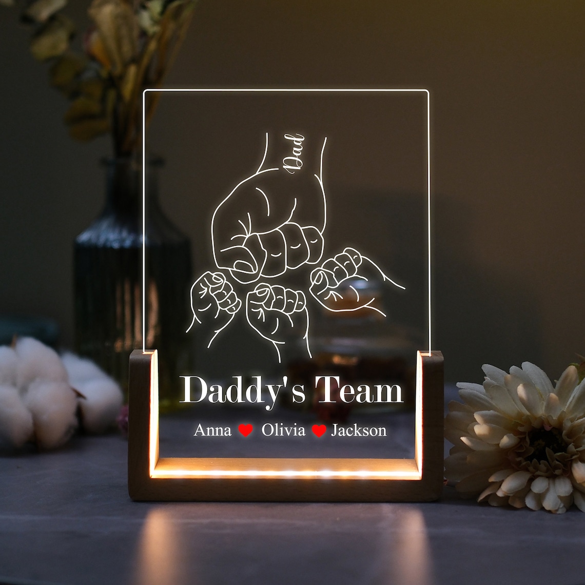 Fist Bump Family Hands/ Family Hands LED Light/birthday Father's Day ...