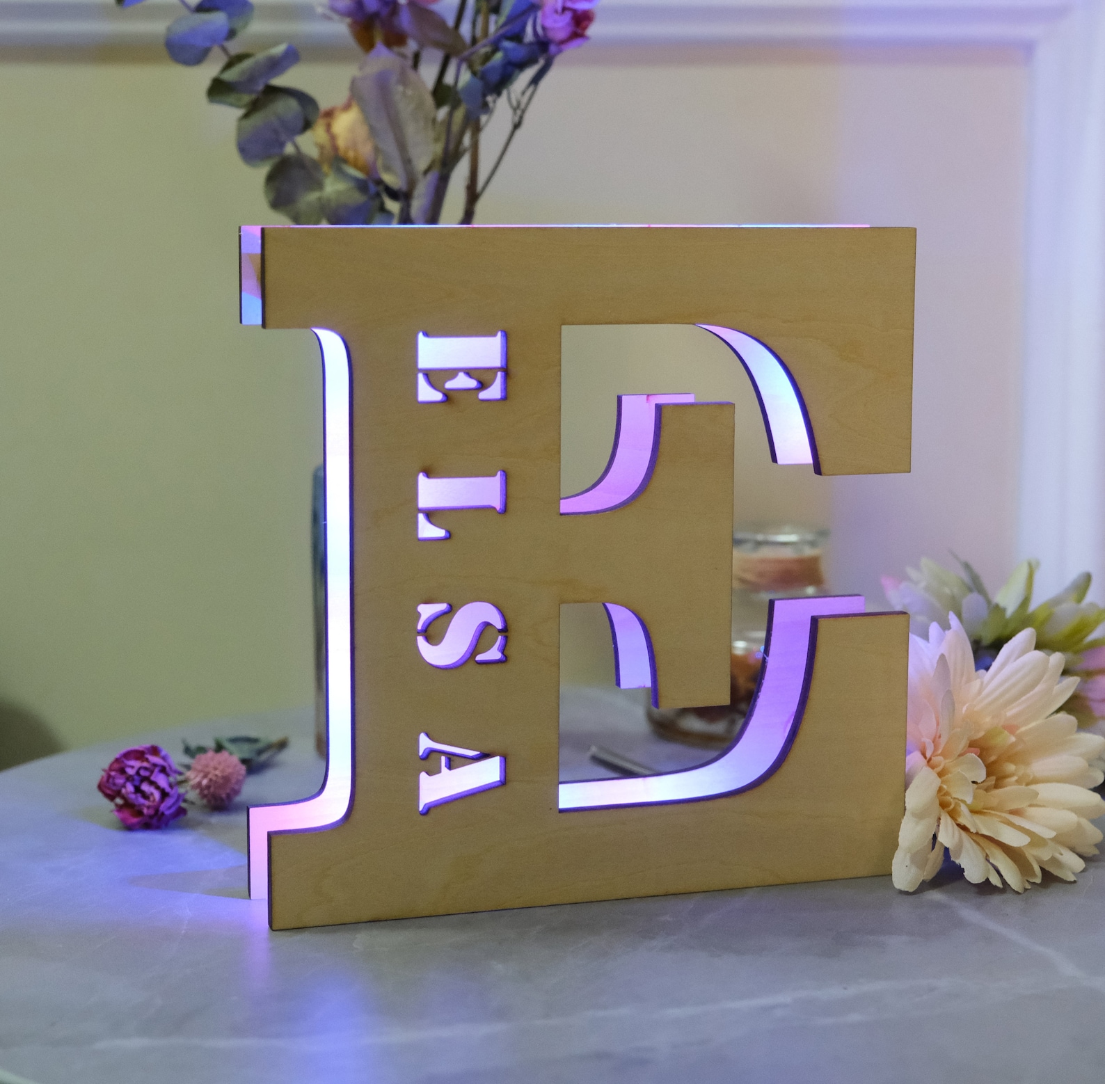 Custom Wooden Alphabet Night Light ,initial LED Night Light ...