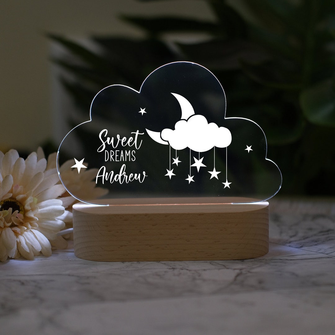 Personalized Cloud Night Light Withthe Moon, Stars,cute Night Light ...