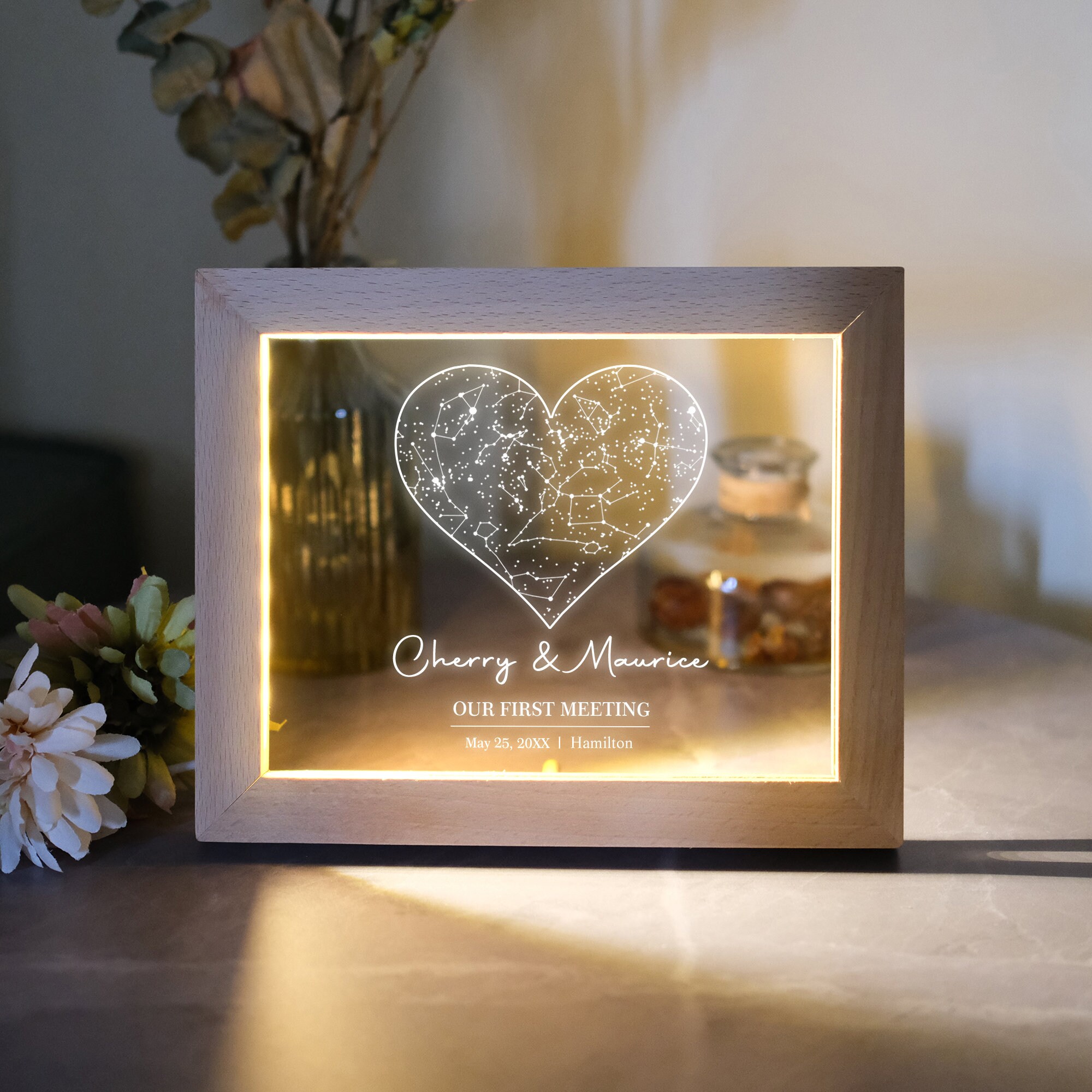 Custom Night Sky With LED Light Frame, Anniversary Gift, Birthday Gift ...