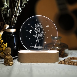 Personalized Night Lamp With Birth Flower,custom Led Night Lamp,custom ...