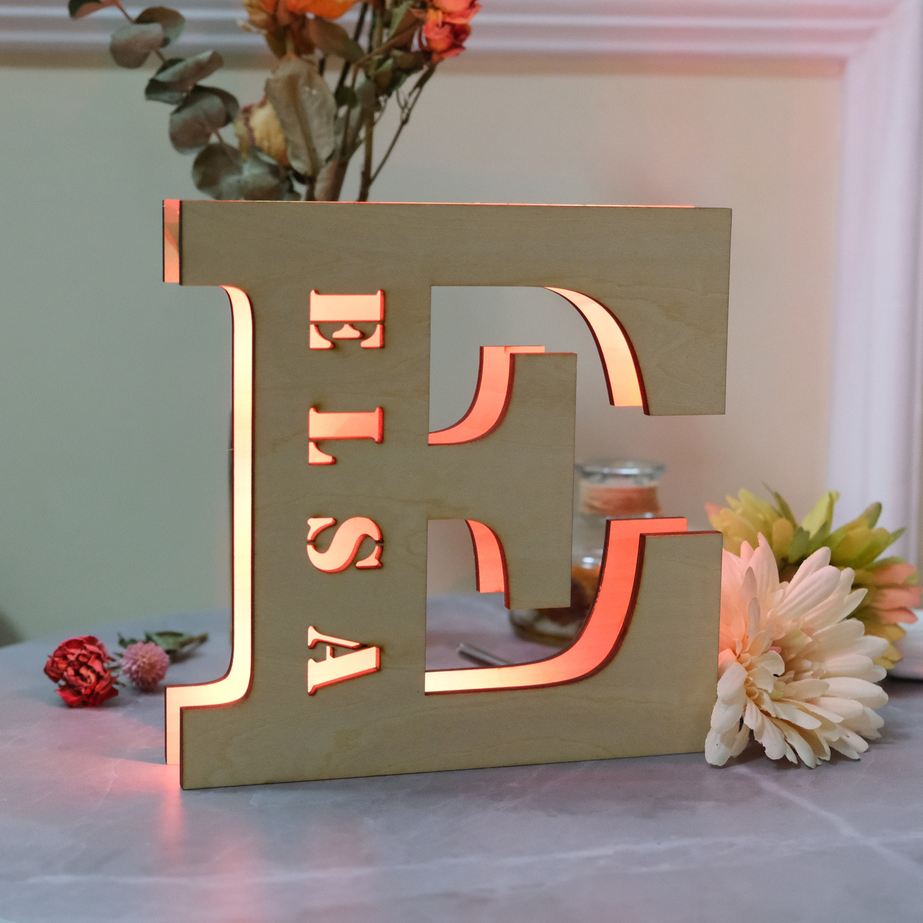 Custom Wooden Alphabet Night Light ,initial LED Night Light ...