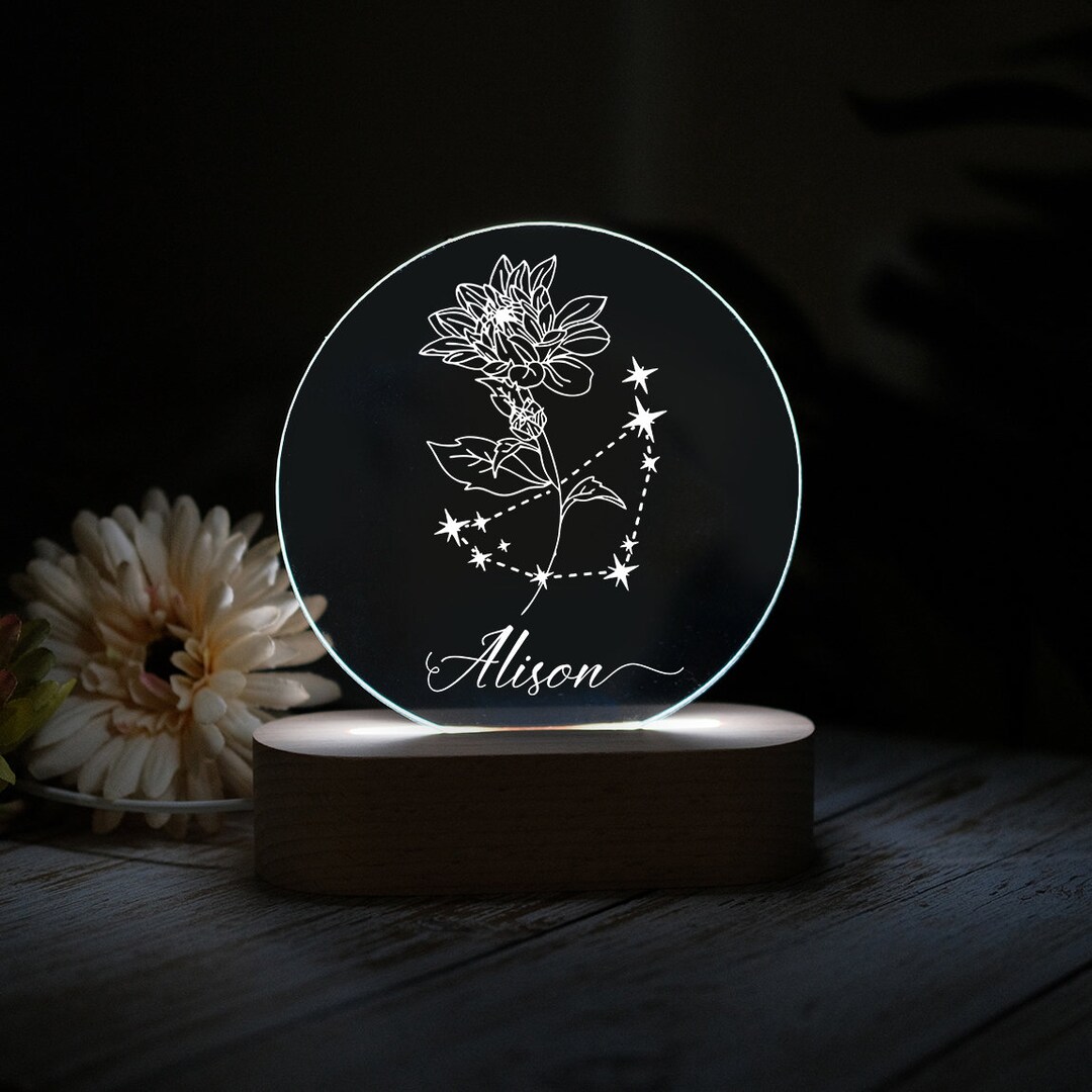 Zodiac Sign With Birth Flower Zodiac Ledhoroscope Birthday - Etsy