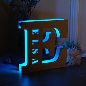 Custom Wooden Alphabet Night Light ,initial LED Night Light ...